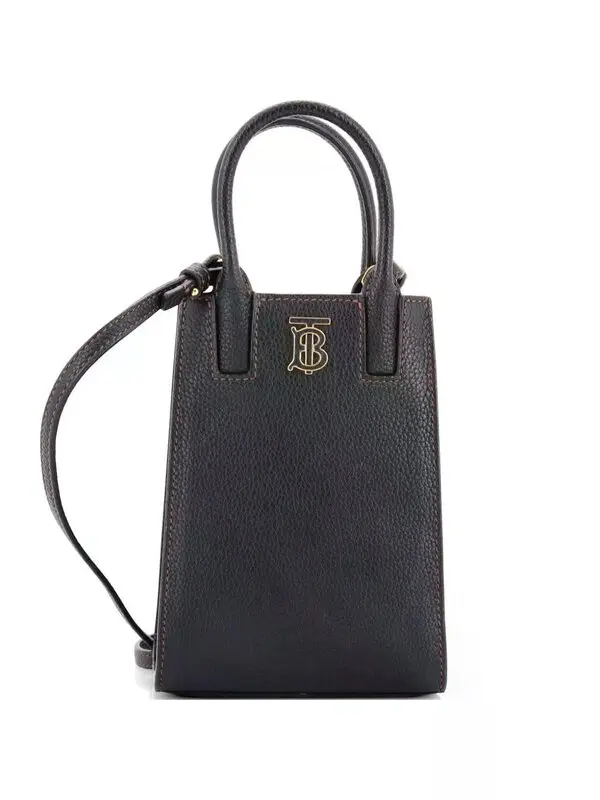 Burberry Frances Leather Micro Tote Bag - Black