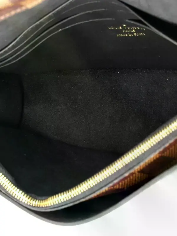 LOUIS VUITTON Vavin Chain Wallet Nm Damier With Leather Crossbody Bag - Black