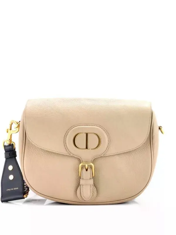 Dior Bobby Flap Bag Leather Large Crossbody Bag - Neutrals