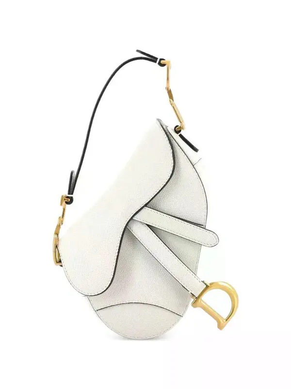 Dior Saddle Handbag Leather Mini Shoulder Bag - White