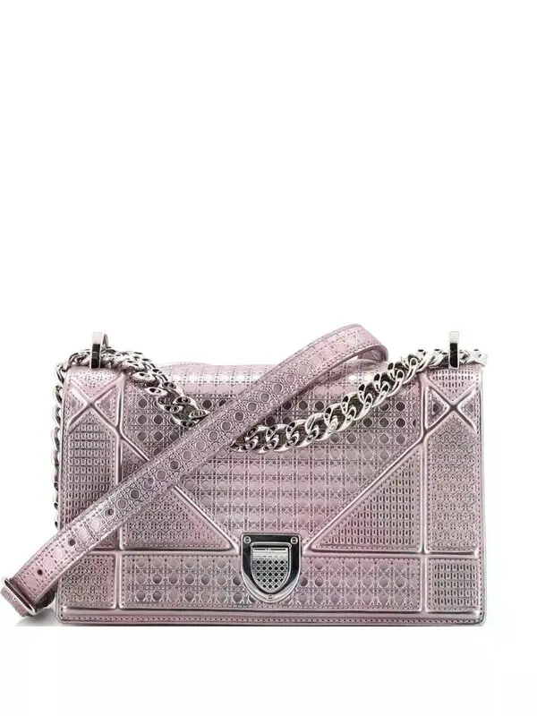 Dior Diorama Flap Bag Cannage Embossed Calfskin Small Shoulder Bag - Pink