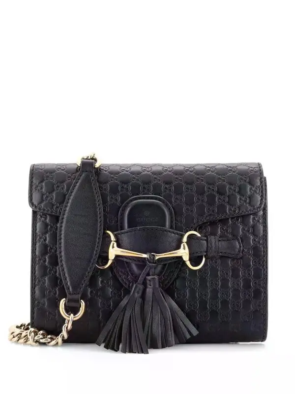 Gucci Emily Chain Flap Bag Microguccissima Leather Mini Shoulder Bag - Black