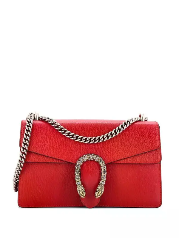 Gucci Dionysus Top Handle Chain Bag Leather With Crystals Small Shoulder Bag - Red