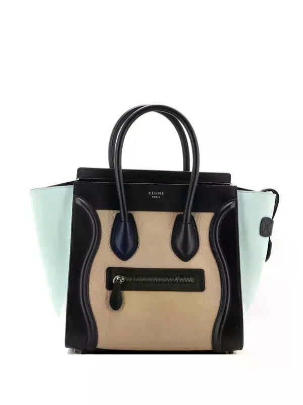 Celine Tricolor Luggage Bag Leather Micro Tote Bag - Black