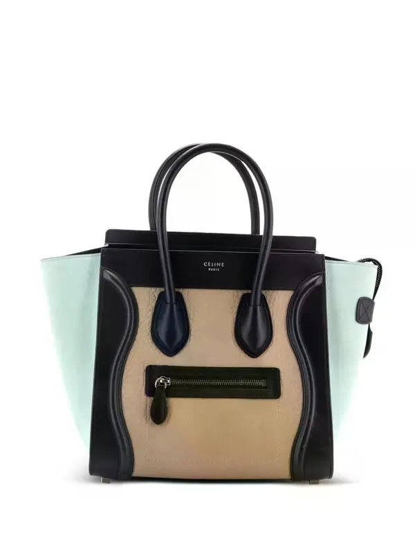 Celine Tricolor Leather Micro Luggage Tote Bag