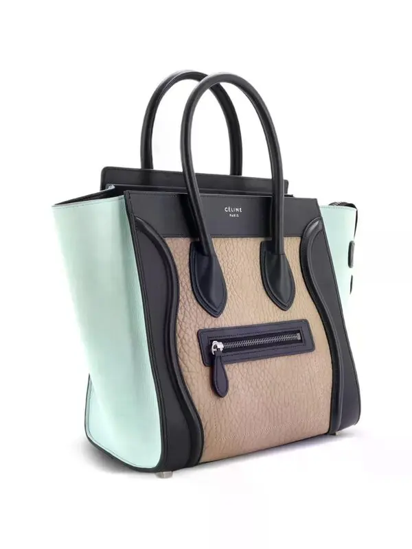 Celine Tricolor Leather Micro Luggage Tote Bag