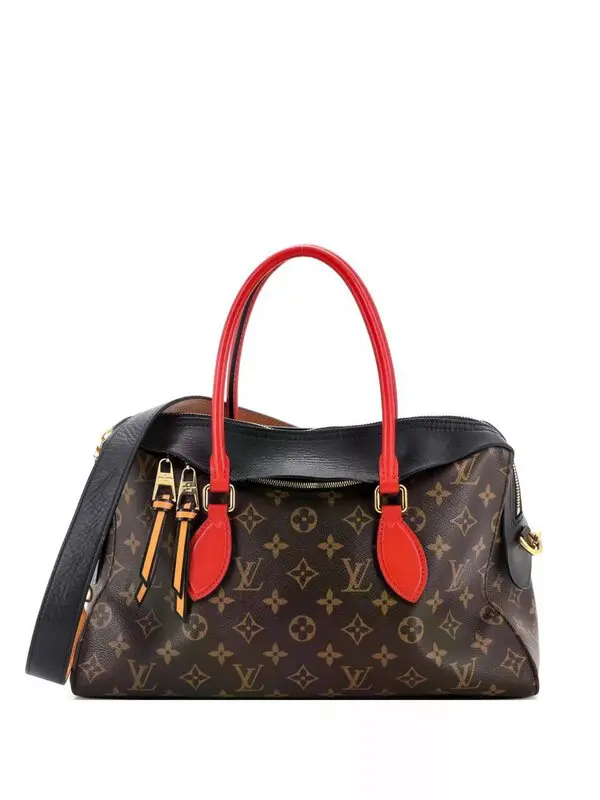 LOUIS VUITTON Tuileries Handbag Monogram Canvas With Leather Satchel - Black