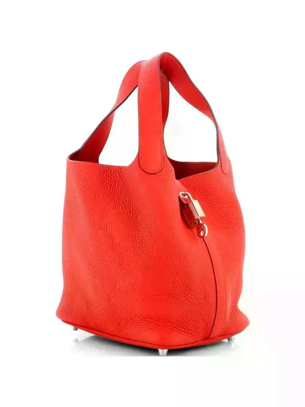 Hermès Picotin Lock Bag Clemence Pm Bucket Bag - Red