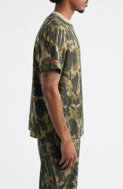 MALBON Tour Divot Camo Cotton Graphic T-shirt - Bark Camo