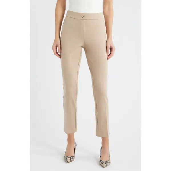 Anne Klein Straight Leg Pull-on Pants - Latte