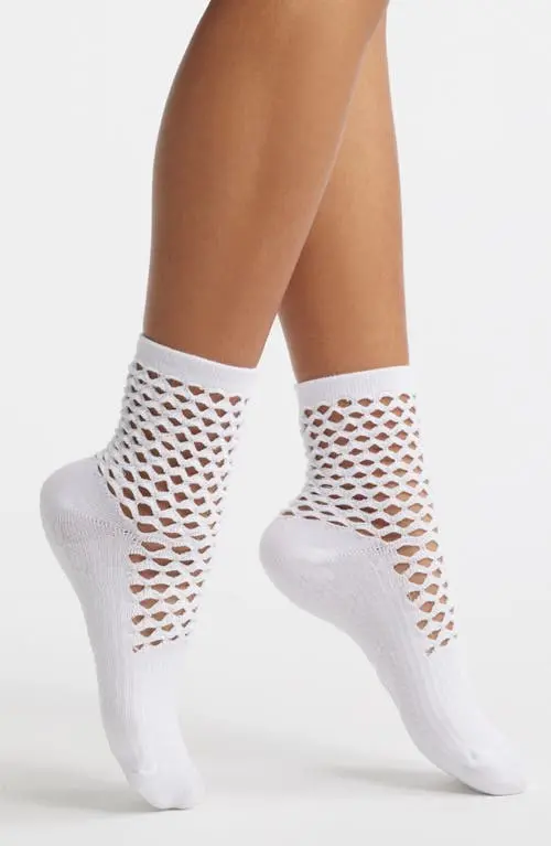 STEMS Mesh Grippy Crew Socks - White