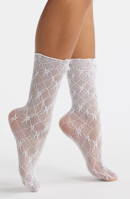 STEMS Love Lace Bow Socks - White
