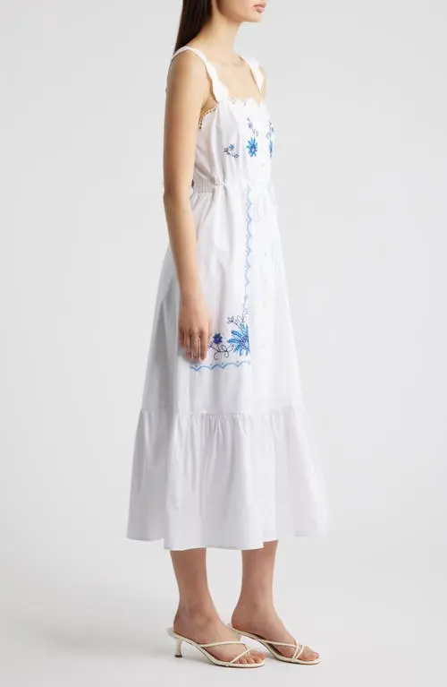 Moon River Floral Embroidered Cotton Dress