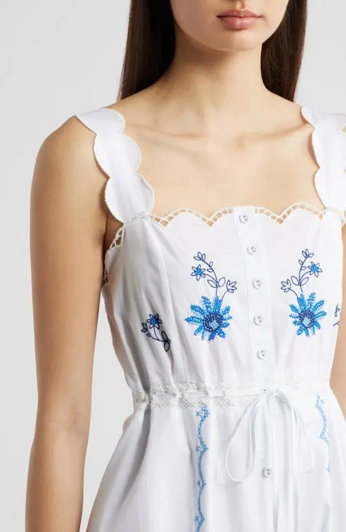 Moon River Floral Embroidered Cotton Dress