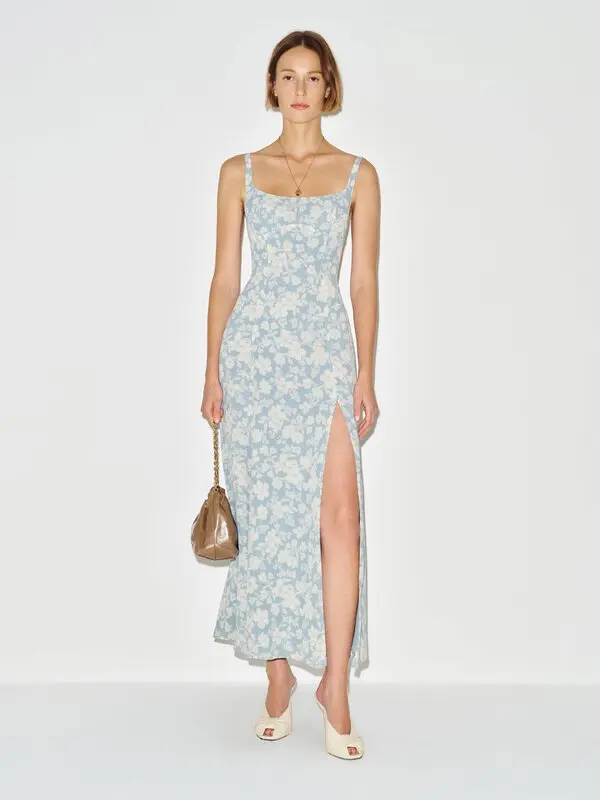 REFORMATION Ailany Midi Dress With Floral Print - Blue