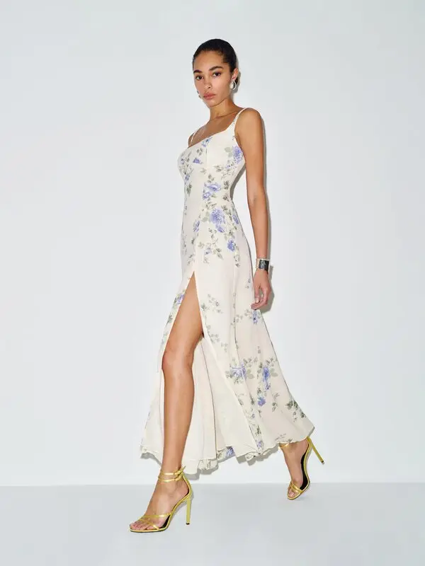 REFORMATION Ailany Floral Print Midi Dress With Slit - Multi
