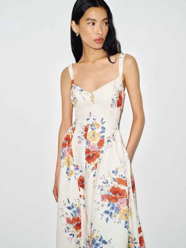 REFORMATION Birdie Linen Maxi Dress - Ivory