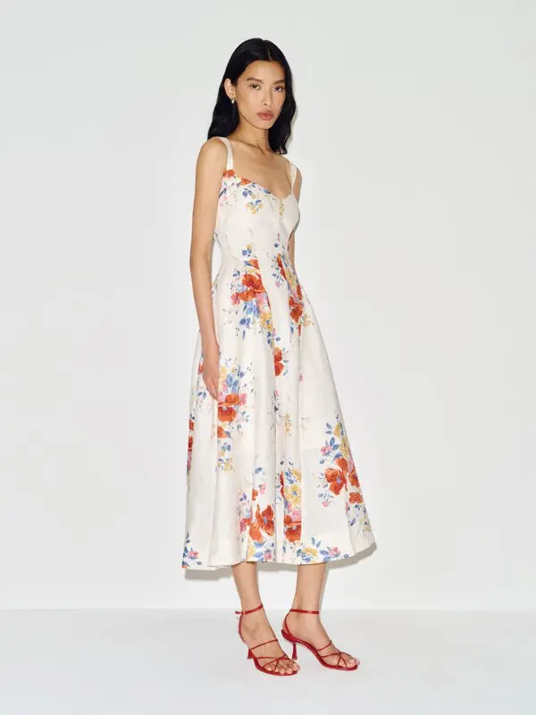REFORMATION Birdie Linen Dress - Ivory