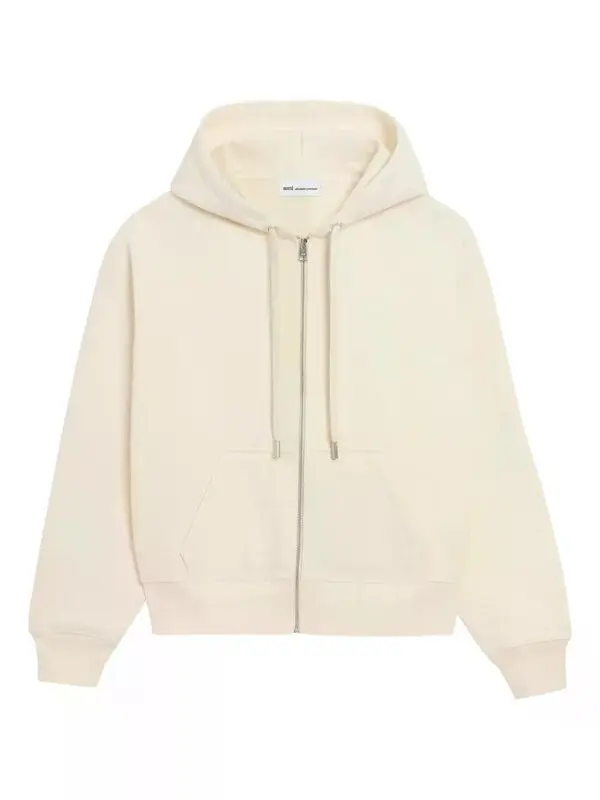 AMI Paris Logo-embroidered Zip-up Hoodie
