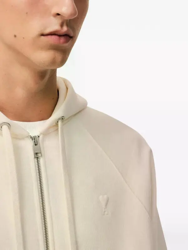 AMI Paris Logo-embroidered Zip-up Hoodie