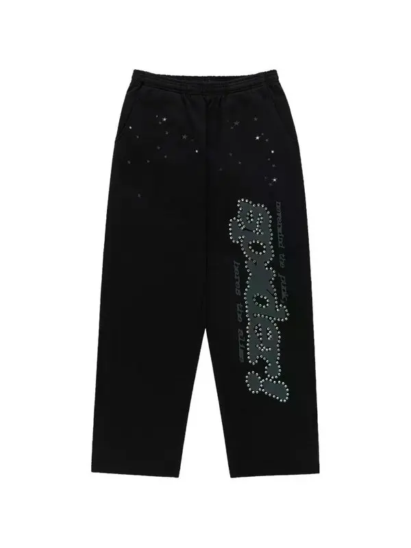 SP5DER Rhinestone Punk V2 Track Pants - Black