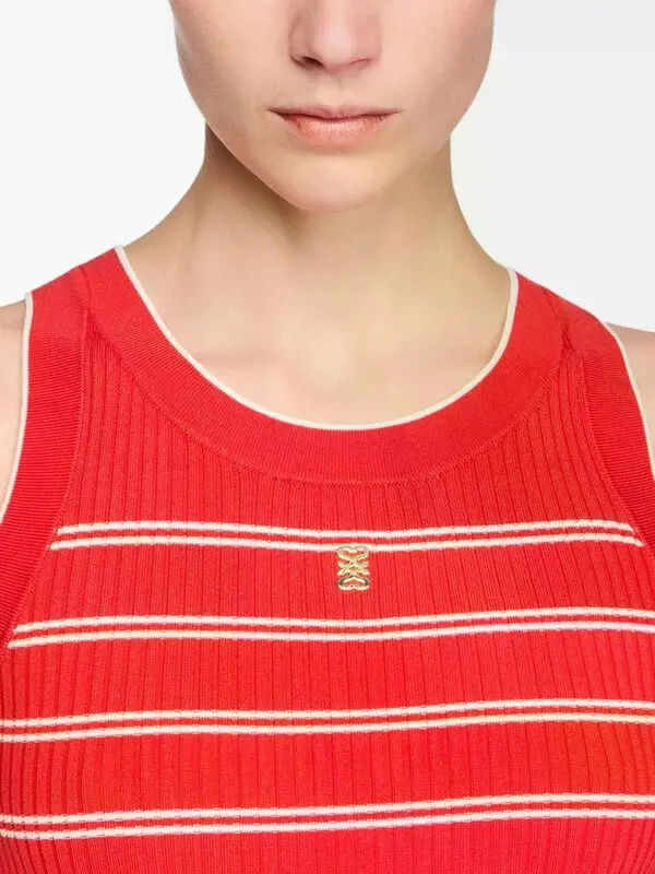 Sandro Striped Rib-knit Logo Plaque Tank Top