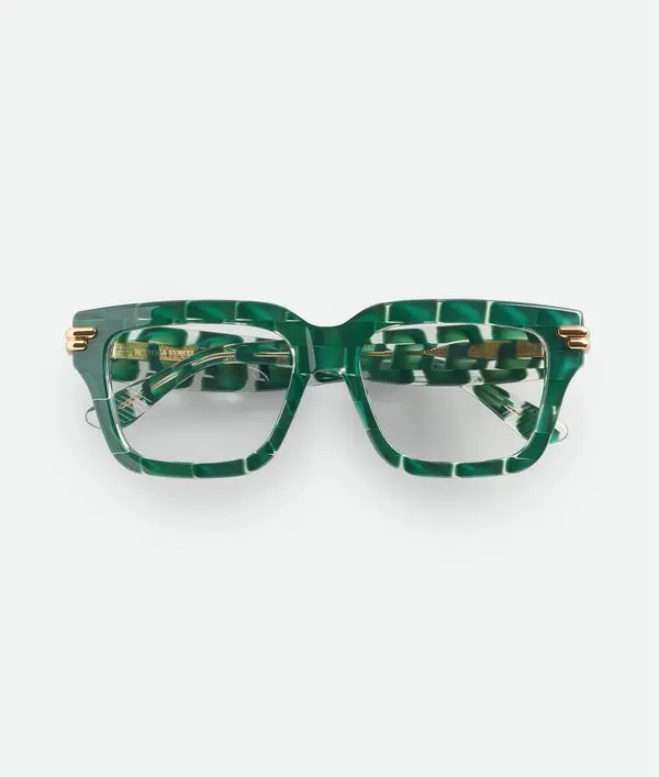 Bottega Veneta Mitre Square Eyeglasses - Green/transparent