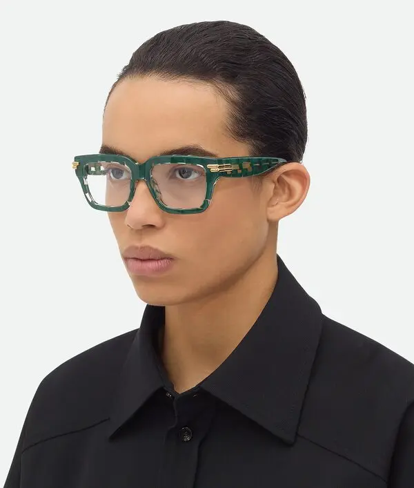 Bottega Veneta Mitre Square Eyeglasses - Green/transparent