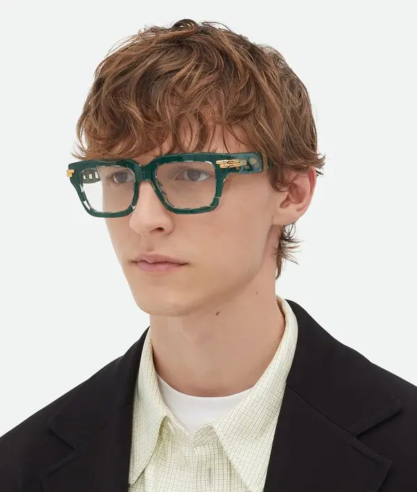 Bottega Veneta Mitre Square Eyeglasses - Green/transparent