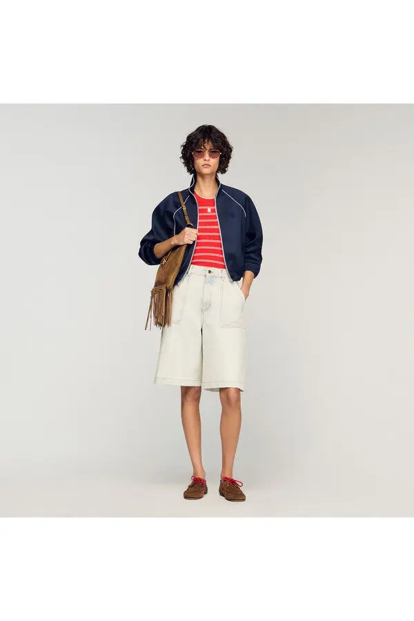 Sandro Washed Denim Bermuda Shorts