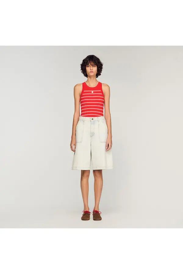 Sandro Washed Denim Bermuda Shorts