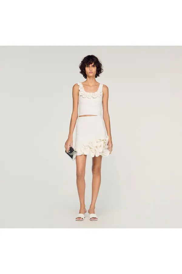 Sandro Floral Knit Crop Top