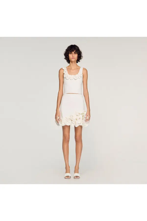 Sandro Floral Knit Crop Top