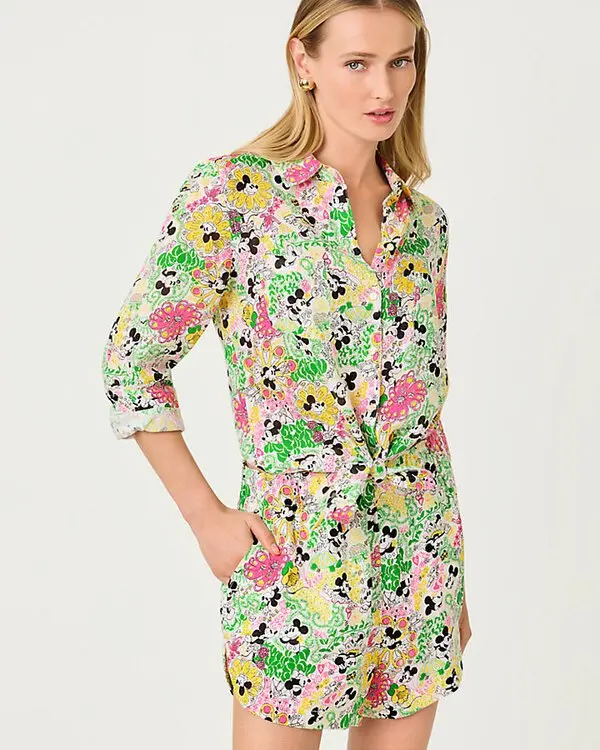 Lilly Pulitzer® Sea View Linen Button-down Shirt - Multi Throwback Disney