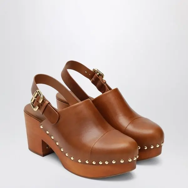 Chloé Jeannette Clogs With Studs - Brown