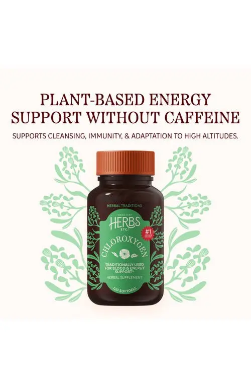 HERBS ETC. Chloroxygen Chlorophyll Concentrate Softgels, Blood & Energy Support