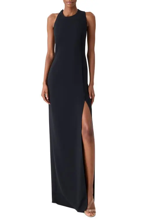 Akris Orbit Cutout Wool Blend Gown - Black