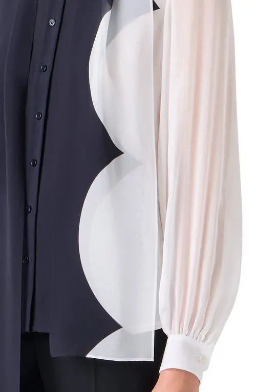 Akris Cloud Silk Tie Neck Shirt