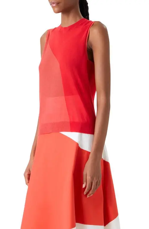 Akris High Plains Colorblock Sweater Tank - Vermillion