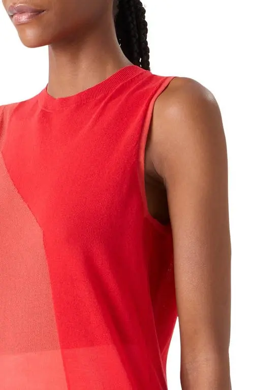 Akris High Plains Colorblock Sweater Tank - Vermillion
