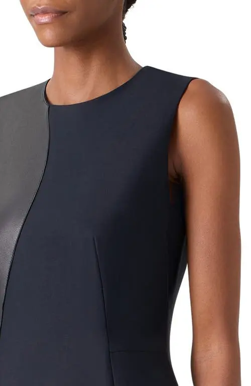 Akris Leather Patch Cotton And Wool Midi Dress