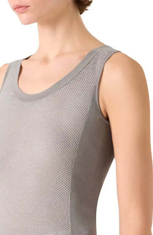 Akris Two-tone Mesh Front Silk Sweater Tank