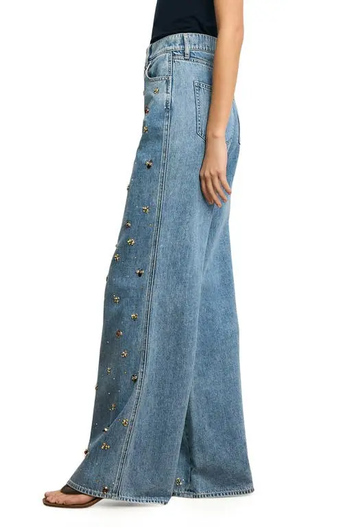 Veronica Beard Kasey Embellished Wide-leg Jeans