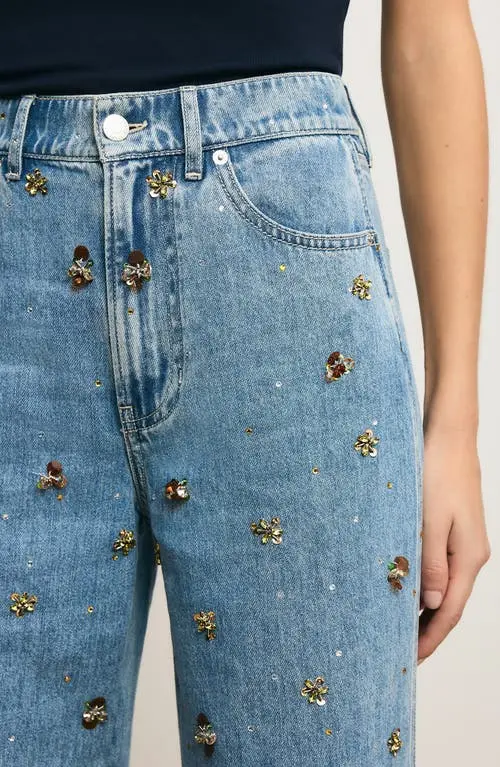 Veronica Beard Kasey Embellished Wide-leg Jeans