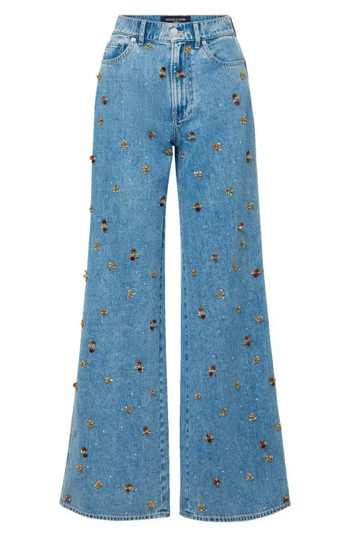 Veronica Beard Kasey Embellished Wide-leg Jeans