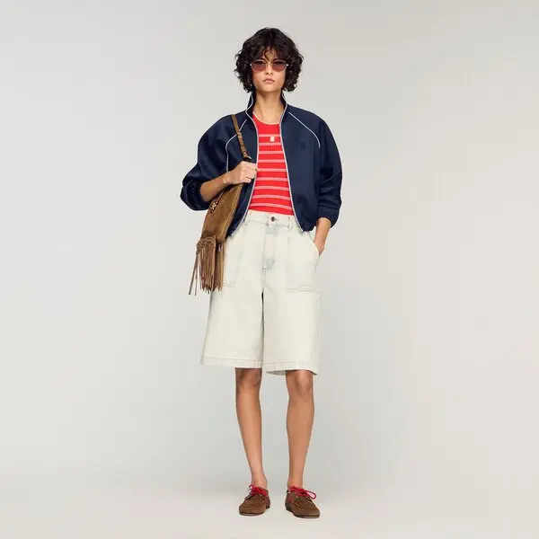 Sandro Washed Denim Bermuda Shorts