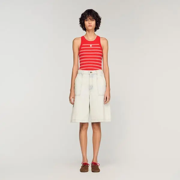 Sandro Washed Denim Bermuda Shorts