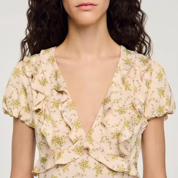 Sandro Floral Print Mini Dress - Light Pink
