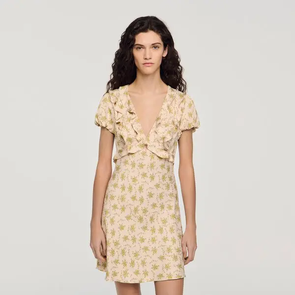 Sandro Floral Print Mini Dress - Light Pink