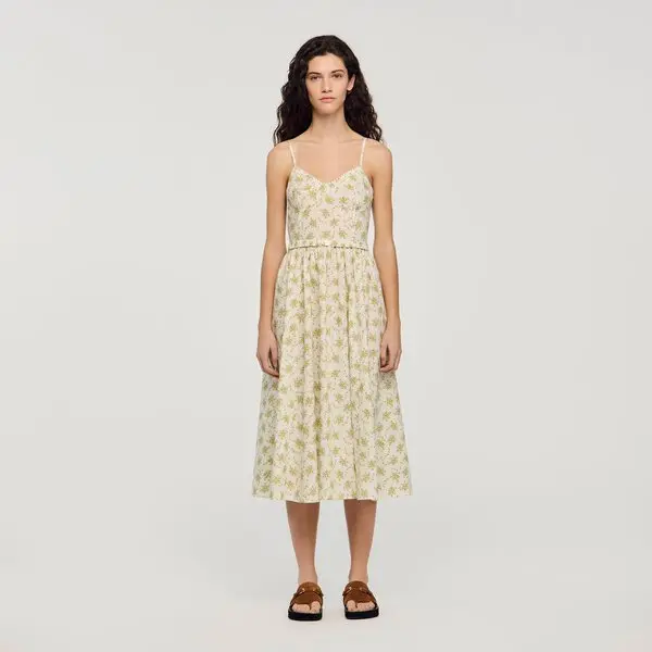 Sandro Floral Maxi Dress With Straps